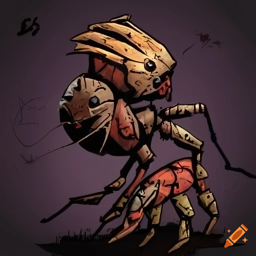 Ant with crab claws in the dark fantasy setting of Darkest Dungeon on Craiyon