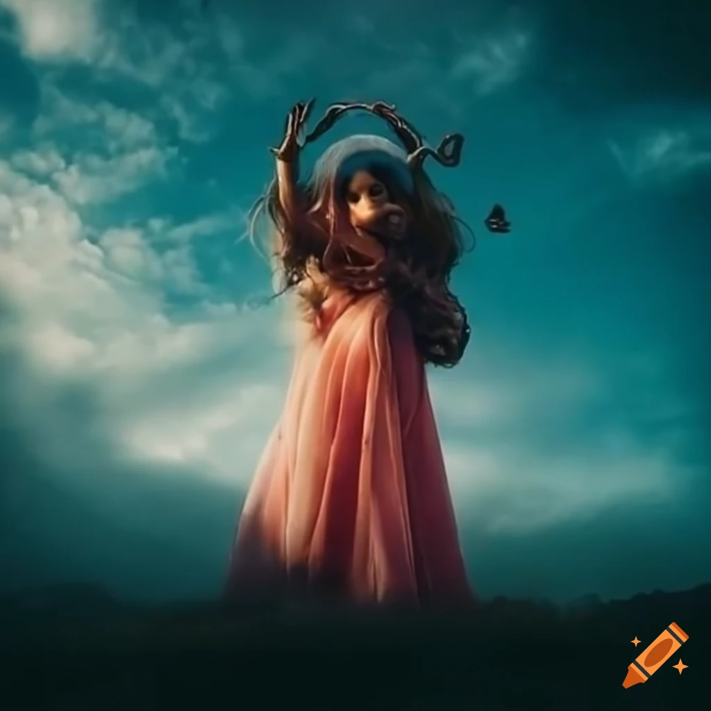 Child receiving a blessing under divine rays and clouds on Craiyon