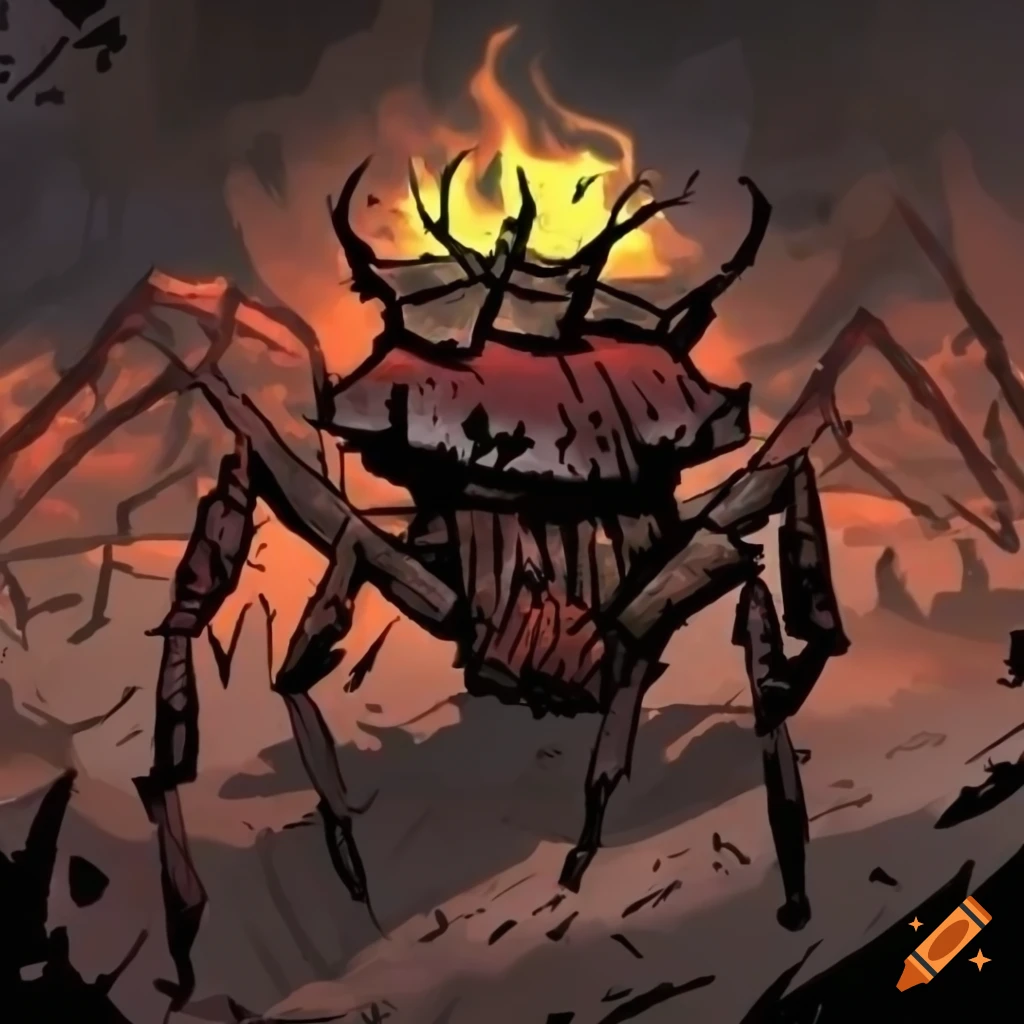 Illustration of an ant-crab insect in the dark fantasy setting of Darkest Dungeon on Craiyon