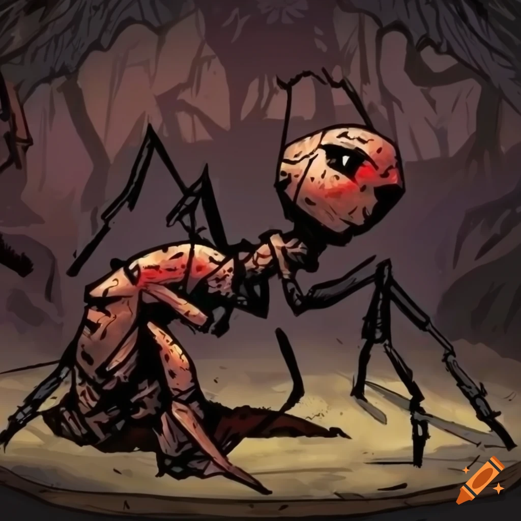 Ant with crab features in a dark fantasy setting on Craiyon