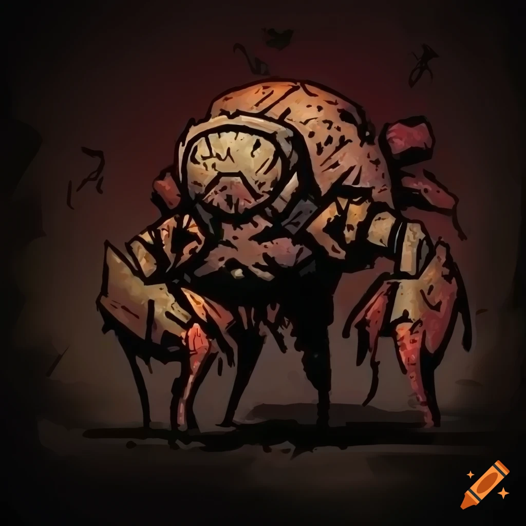 Beetle with crab features in the dark fantasy setting of Darkest Dungeon on Craiyon