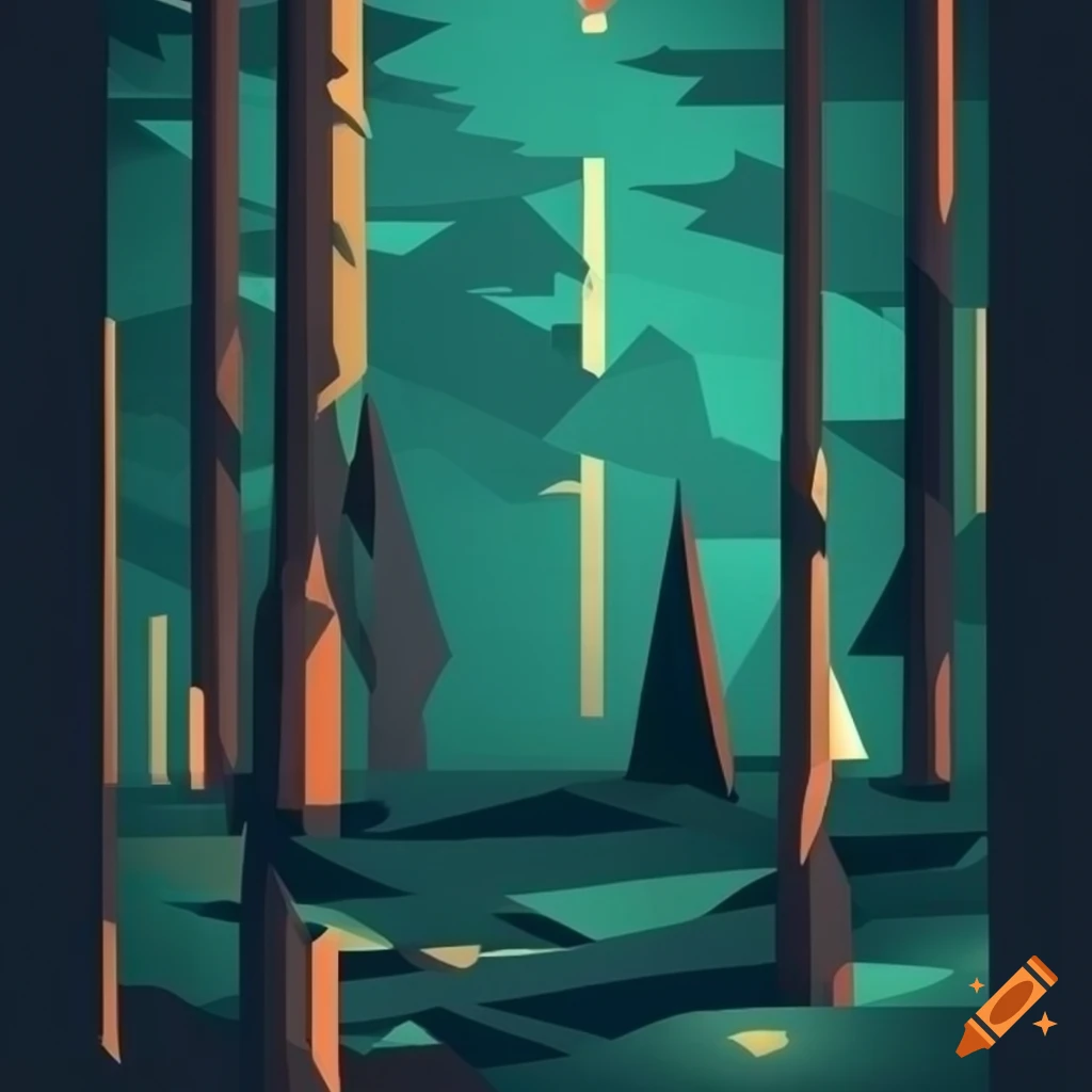 Geometric forest t-shirt design on Craiyon