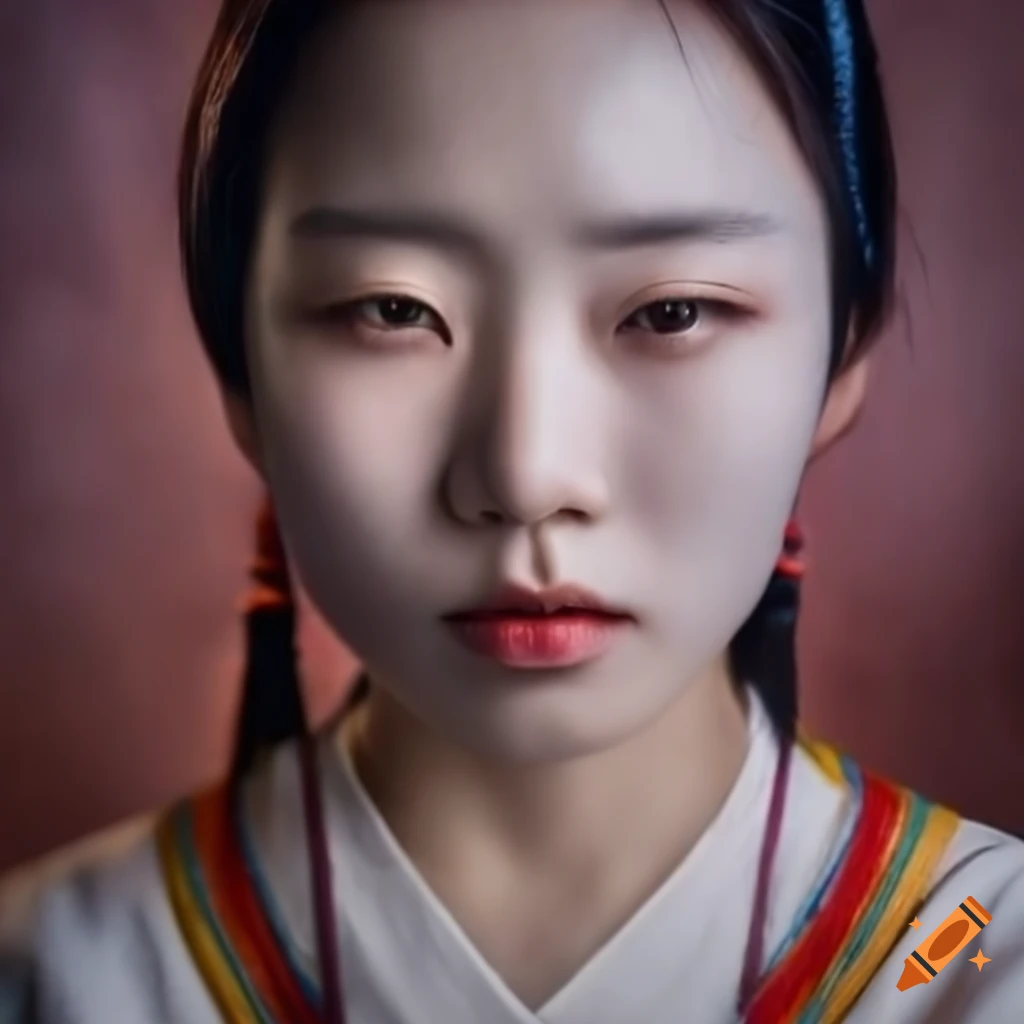 Close-up hyper-realistic portrait of a korean female shaman on Craiyon