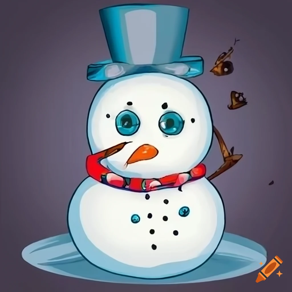 Snowman head with sharp teeth in anime style on Craiyon