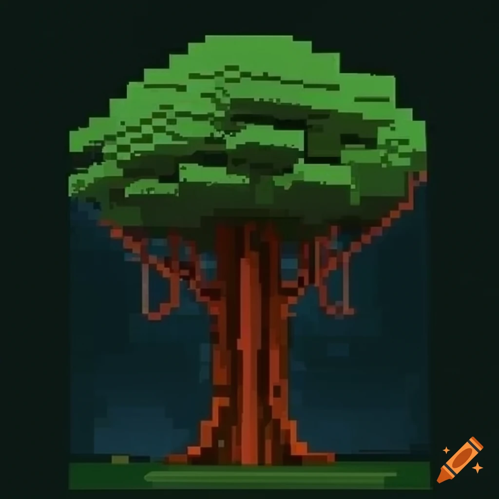 Pixelated giant tree t-shirt design on Craiyon