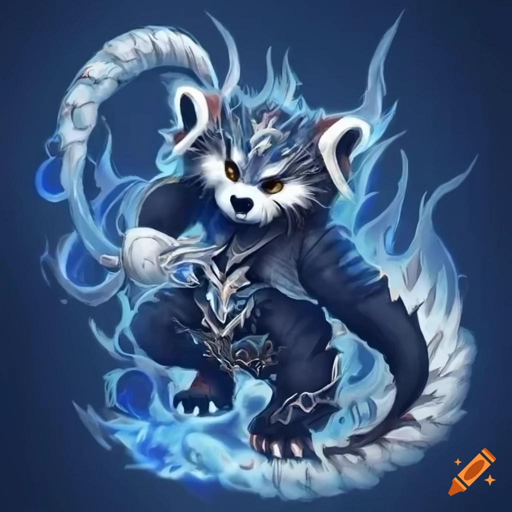 Sapphire blue and white fiery ghastly Hannya Red Panda hybrid animal ...
