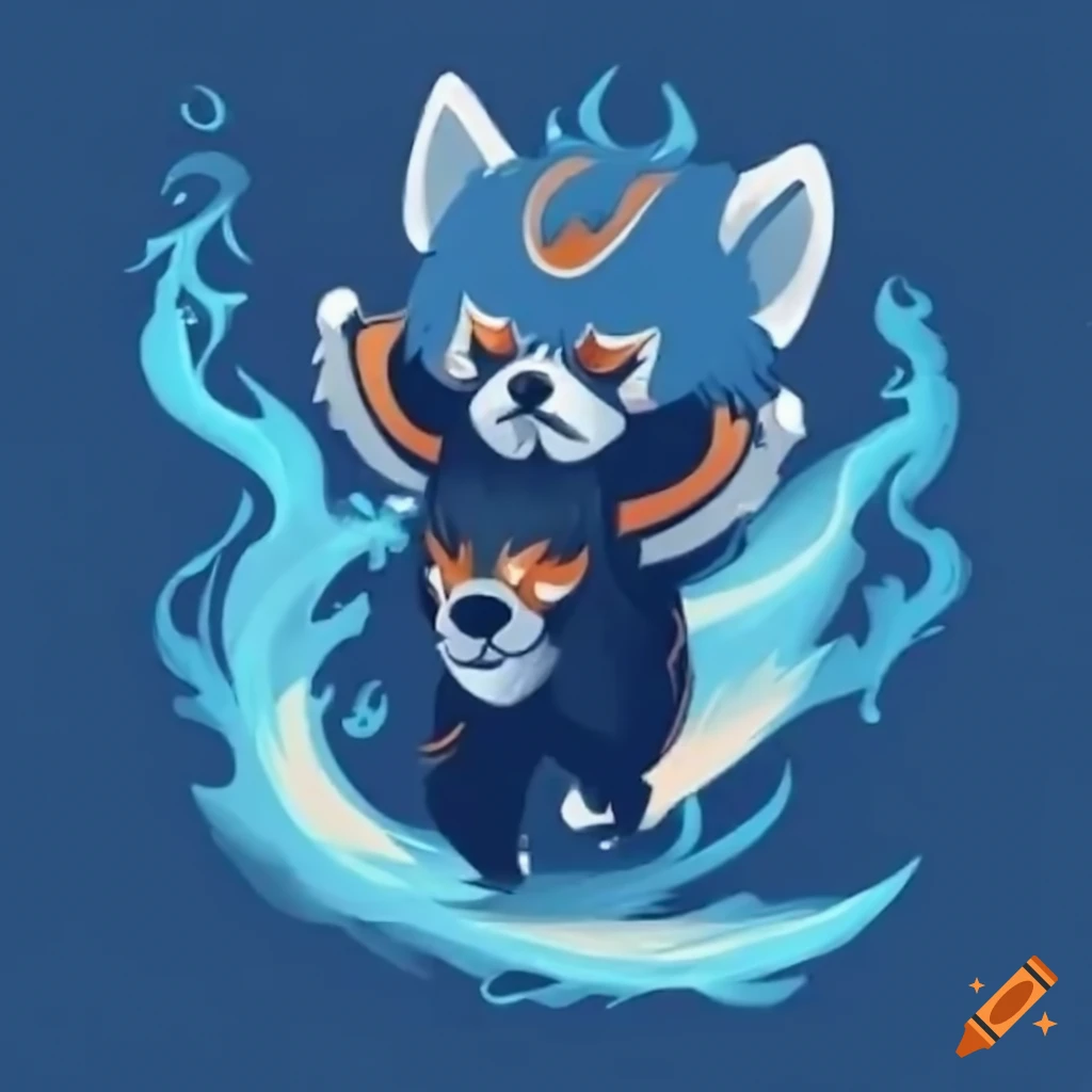 Fantastical royal blue fiery Red Panda yokai in Anime art style on Craiyon