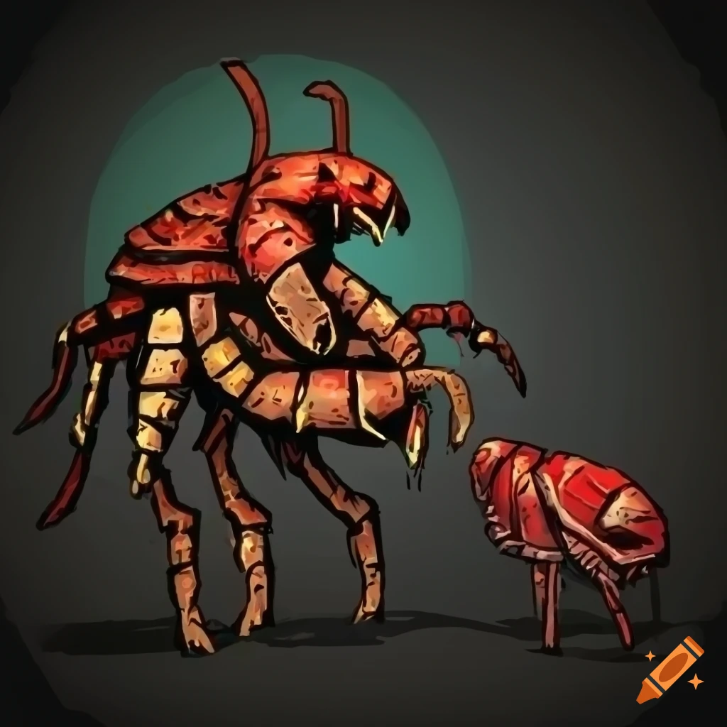 Space insect with lobster claws in Darkest Dungeon style on Craiyon