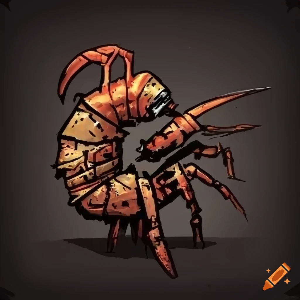 Space insect with lobster claws in Darkest Dungeon style on Craiyon