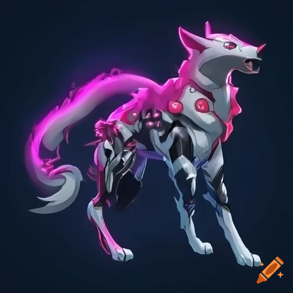 Fantastical cybernetic hannya akita inu hybrid animal yokai in detailed ...