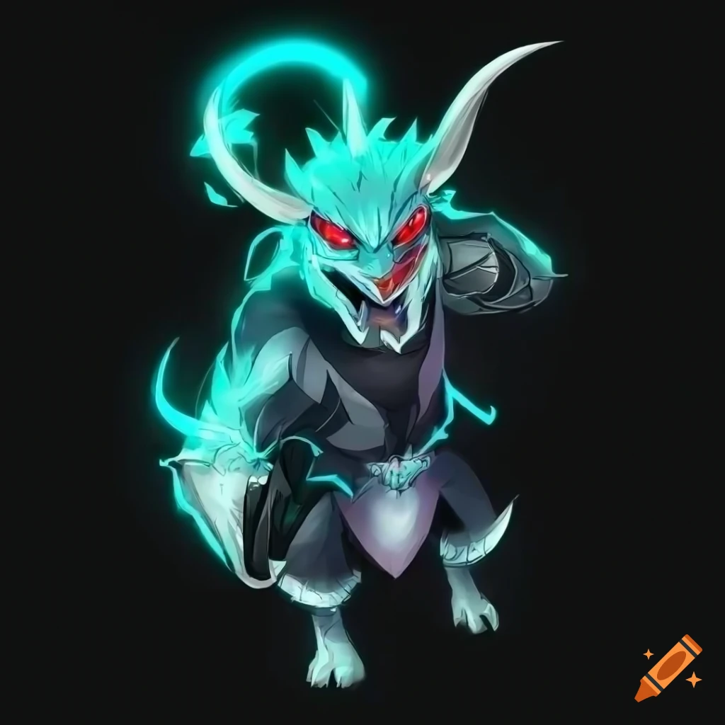 Fantastical cybernetic Hannya Akita Inu hybrid animal yokai in detailed ...