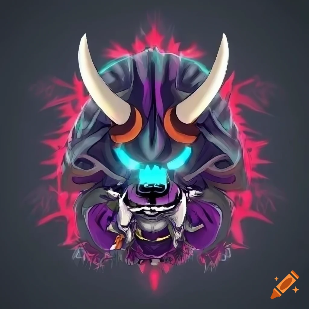 Fantastical cybernetic Hannya Akita Inu hybrid yokai in detailed Anime ...