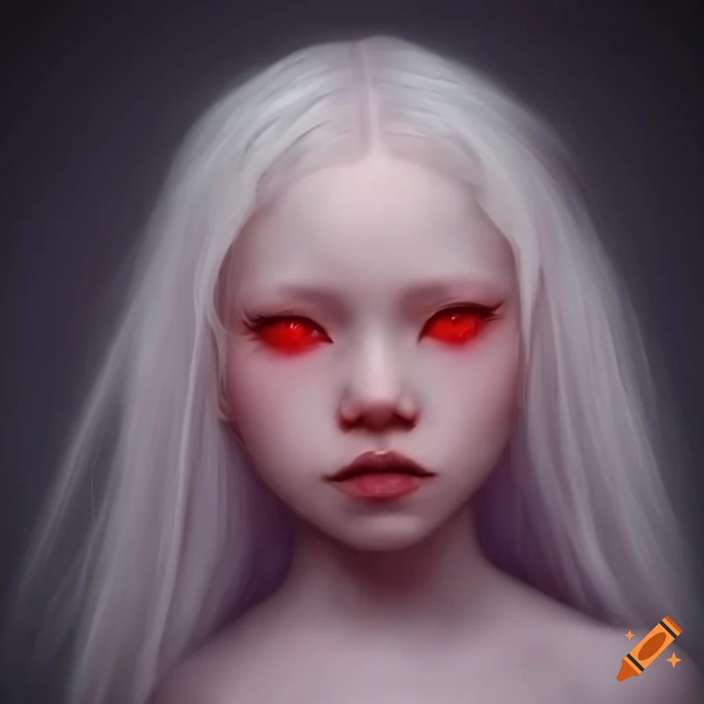 Albino girl with snake, beautiful and sinister vibe on Craiyon