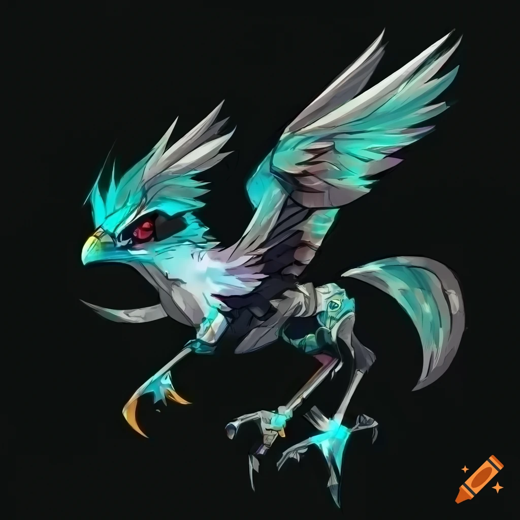 Cybernetic Hawk Secretarybird Archaeoraptor Hybrid fursona character in ...