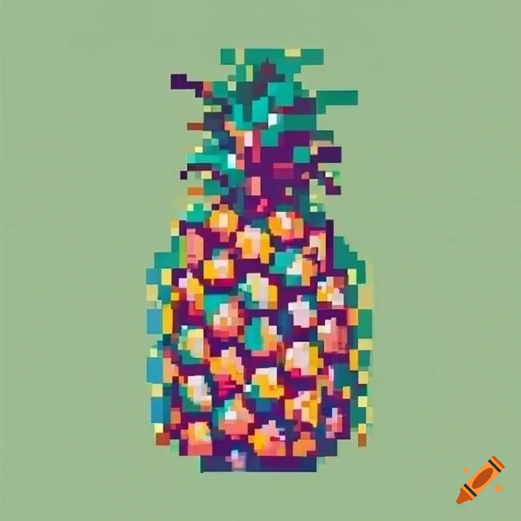 Pixel art of a pineapple platter with a vintage retro style on Craiyon
