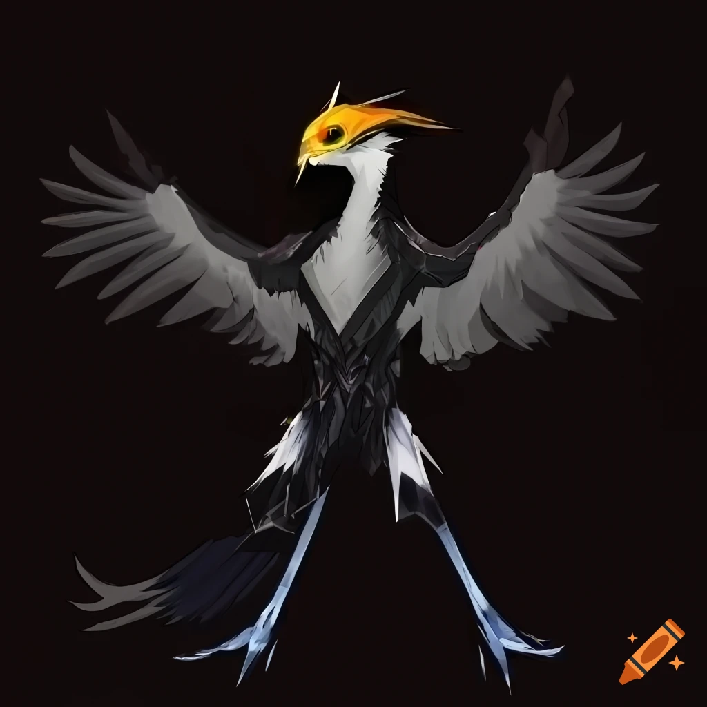Cybernetic hawk secretarybird archaeoraptor hybrid fursona character in ...