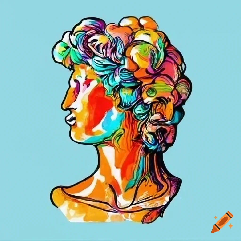 Retro statue in ink art style on Craiyon