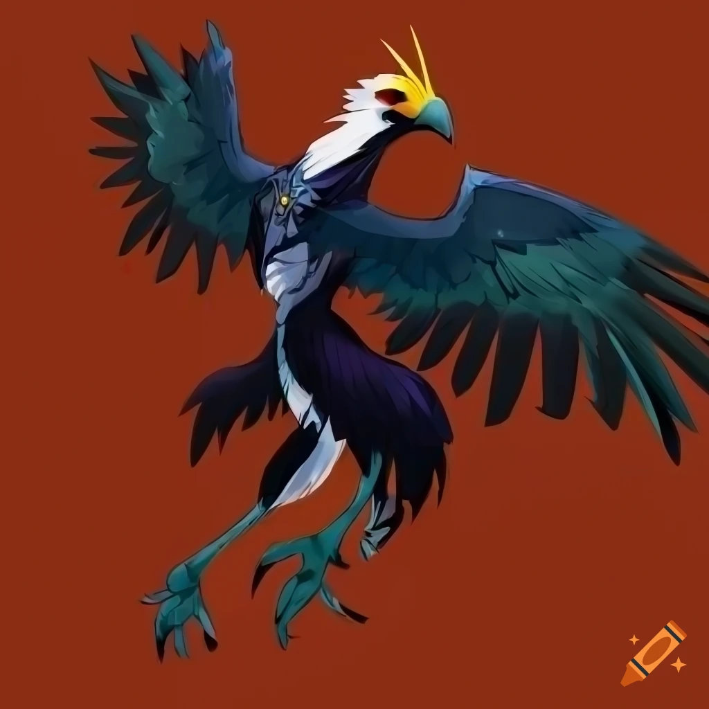 Futuristic hawk and secretarybird hybrid fursona in anime and comic ...