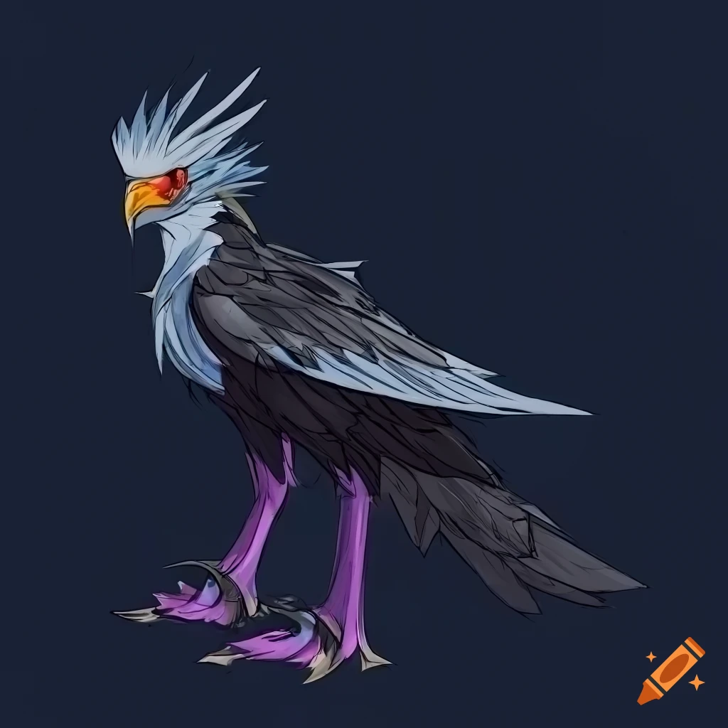Cybernetic hawk secretarybird archaeoraptor hybrid fursona in anime ...