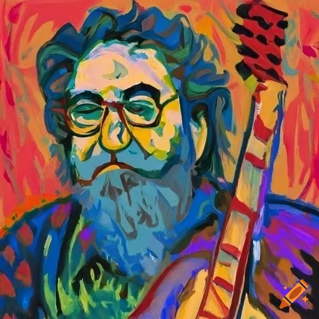 Portrait of Jerry Garcia in the style of Ernest Ludwig Kirchner on Craiyon