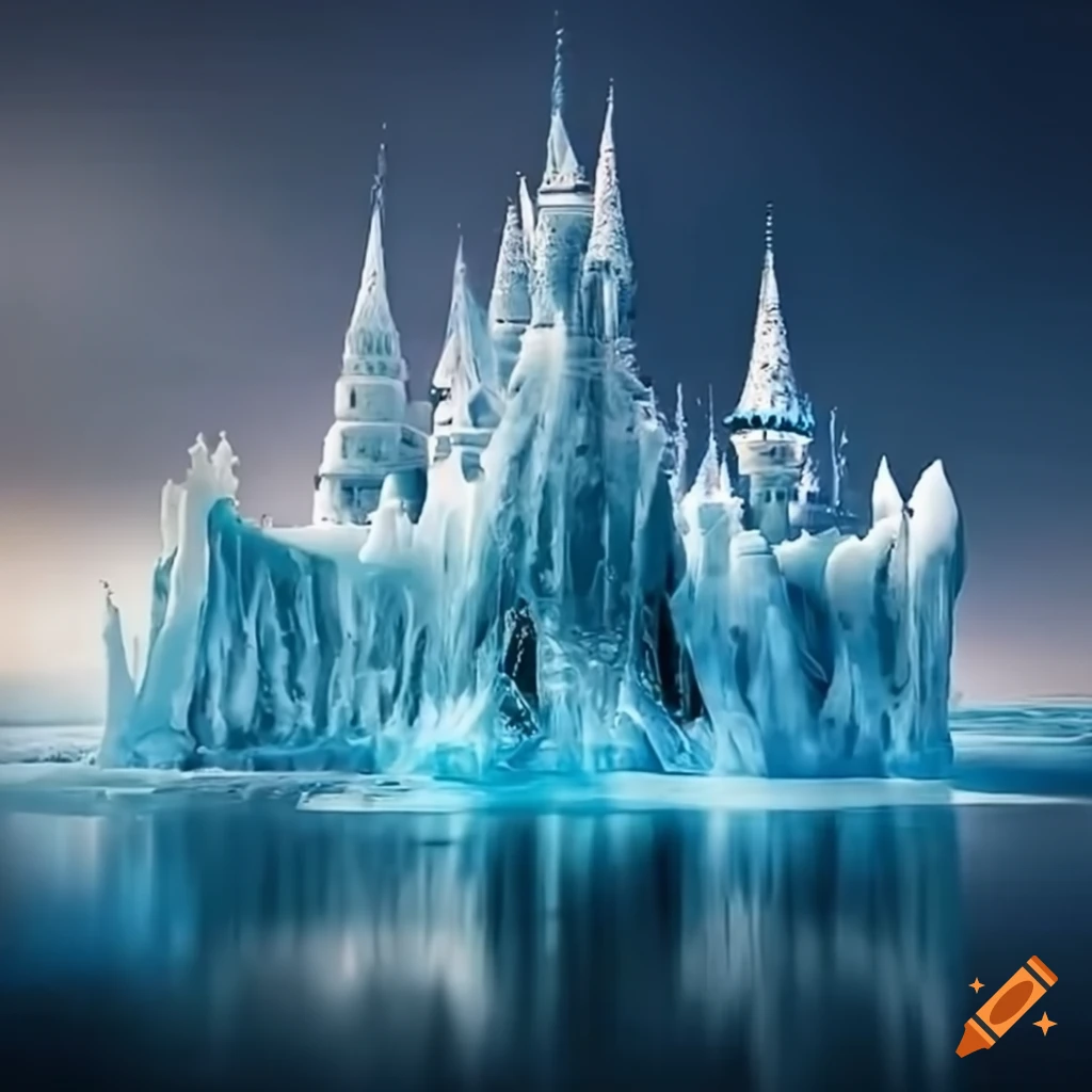 Detailed ice castle in photography HD on Craiyon