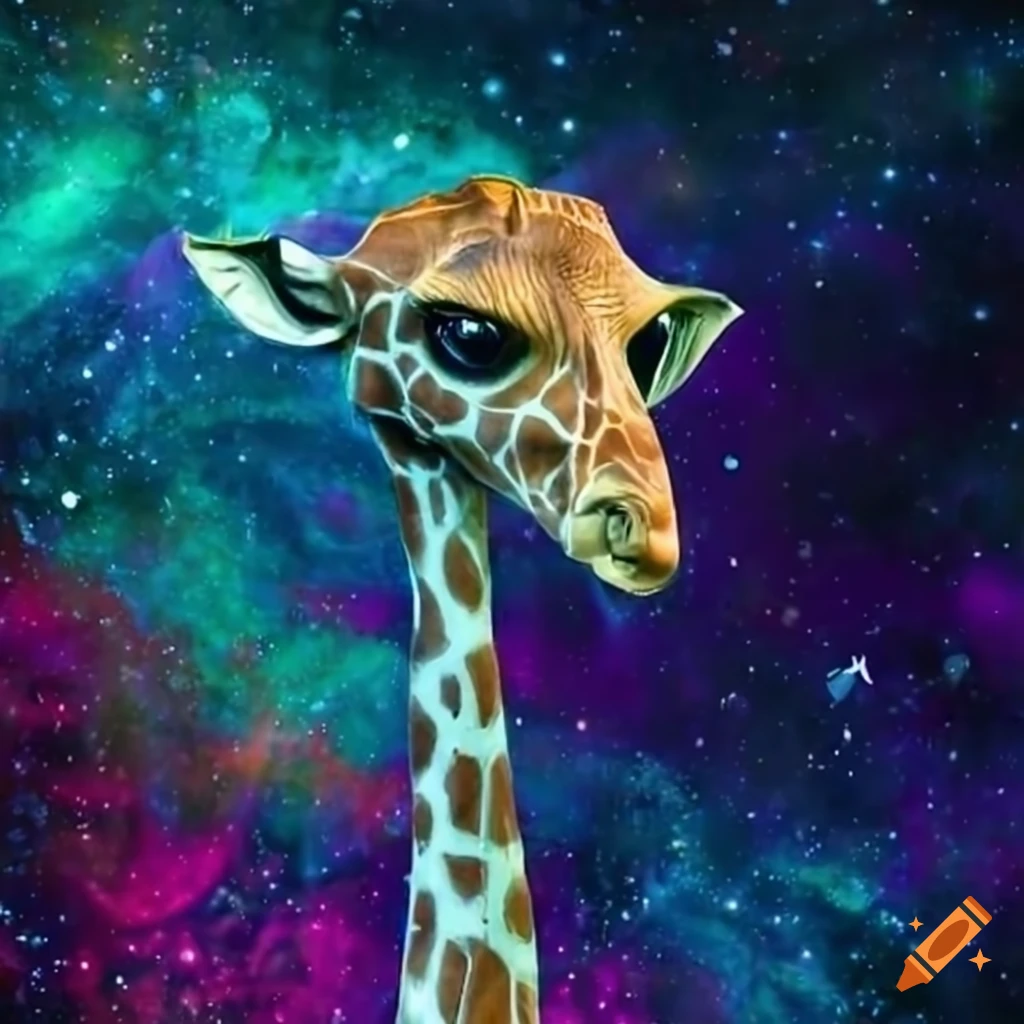 Star Trek-style giraffe alien on a psychedelic background on Craiyon