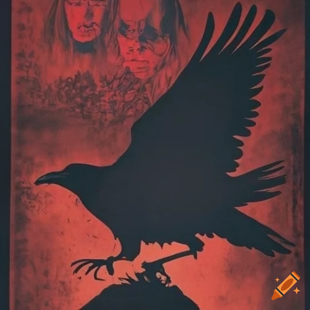 Vintage Horror Movie Poster Featuring A Crow On Craiyon