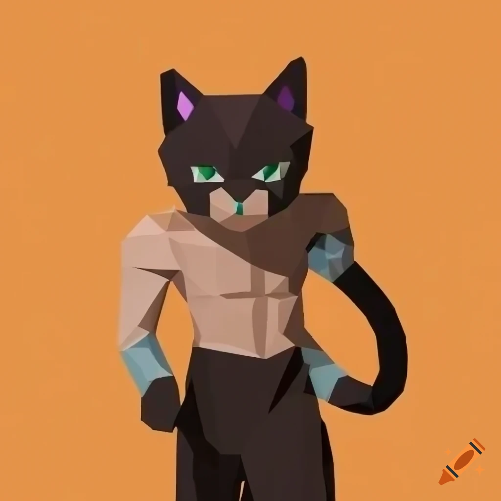 Low poly super saiyan cat artwork on Craiyon