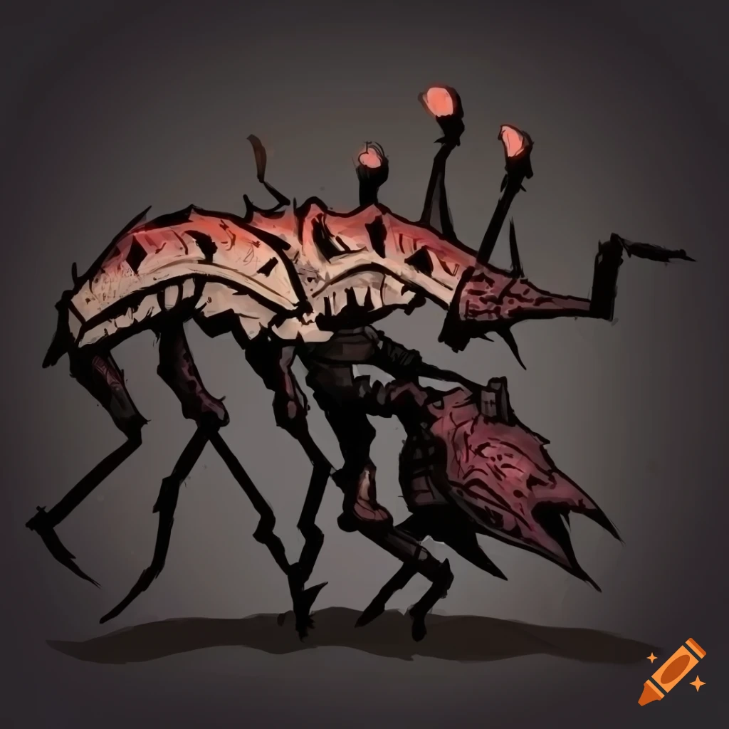 Bipedal ant inspired by Darkest Dungeon and Tyranids design in a side ...