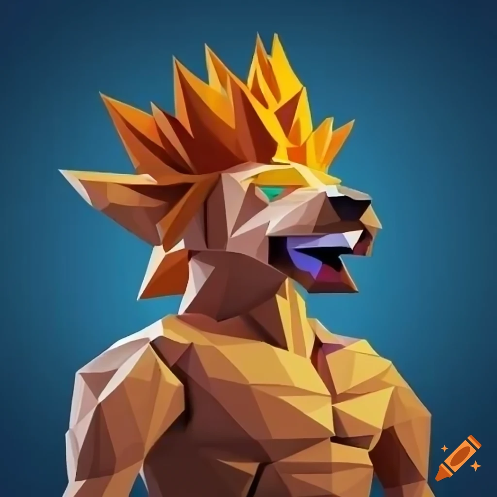 Low poly super saiyan dog on Craiyon