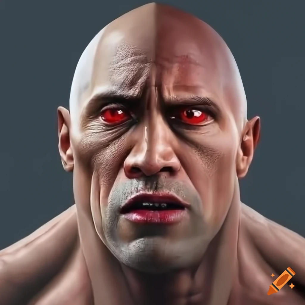 Hyper realistic portrait of dwayne johnson as an albino with red eyes ...