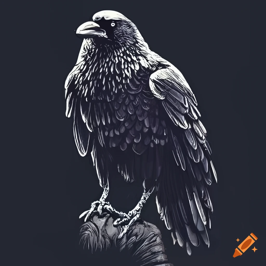 Retro vintage raven art on Craiyon