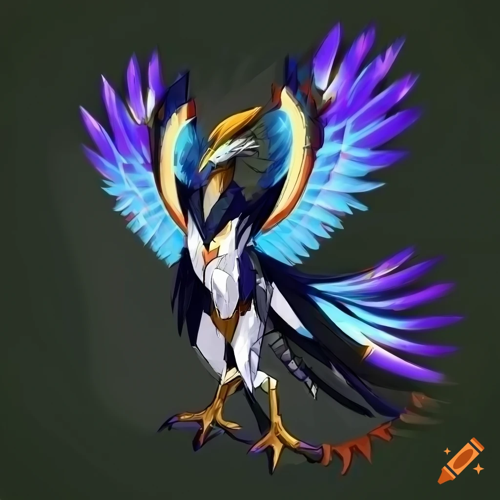 Futuristic Hawk Secretarybird Kori bustard Hybrid fursona character in ...