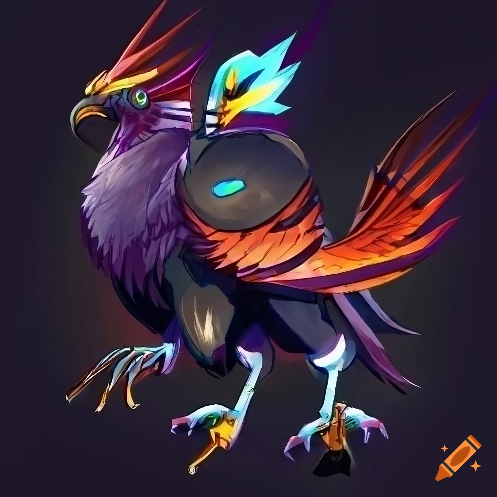 Futuristic hawk secretarybird kori bustard hybrid fursona character in ...