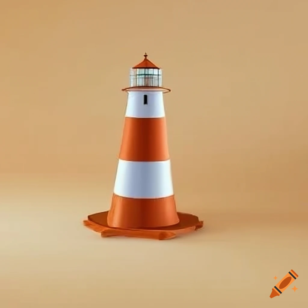 Unique artistic lighthouse design in white and orange colors on Craiyon