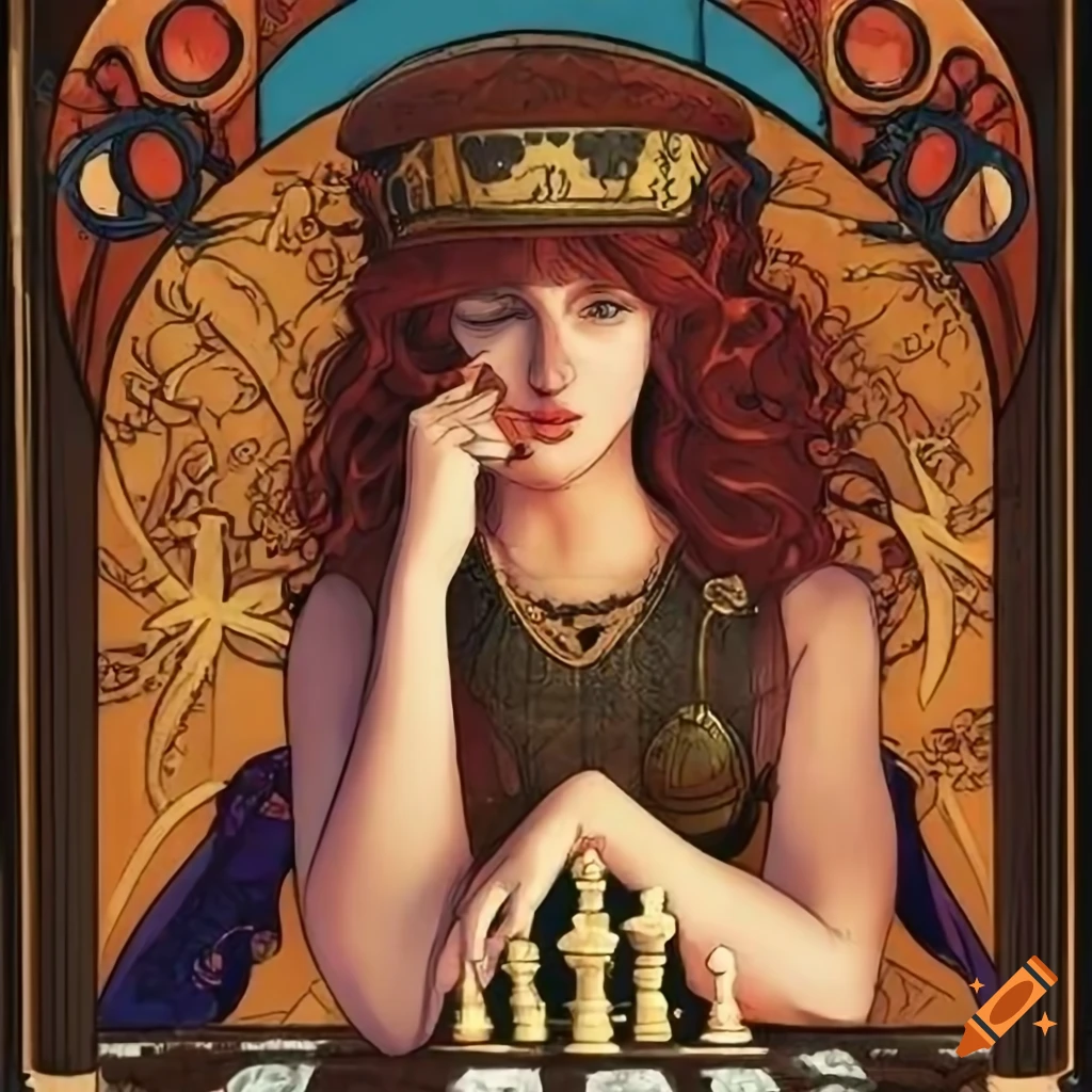 Art nouveau Tarot card featuring a stunning 30-year-old woman holding a ...