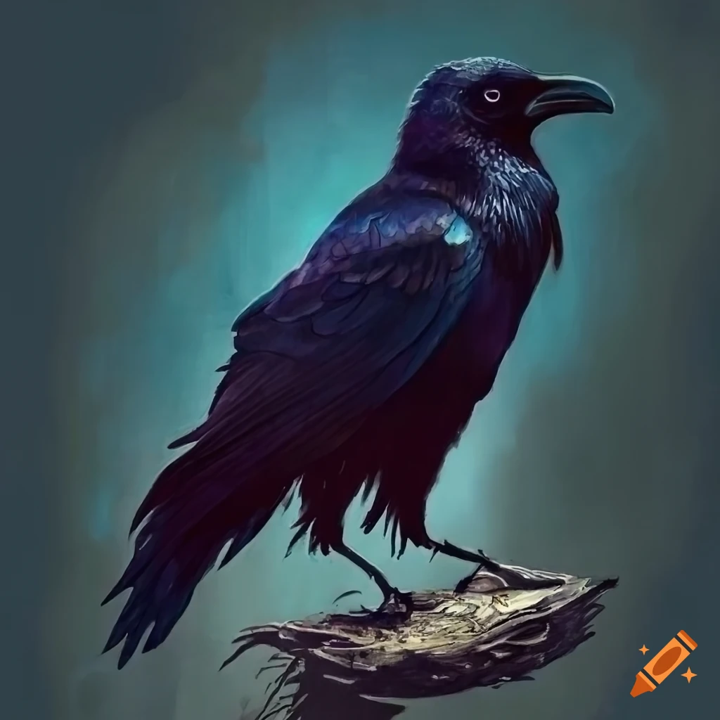 Retro vintage raven art on Craiyon