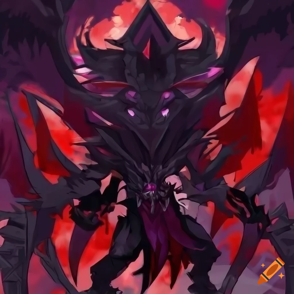 Fantastical and heavily-stylized bulky raven demon fursona in anime ...