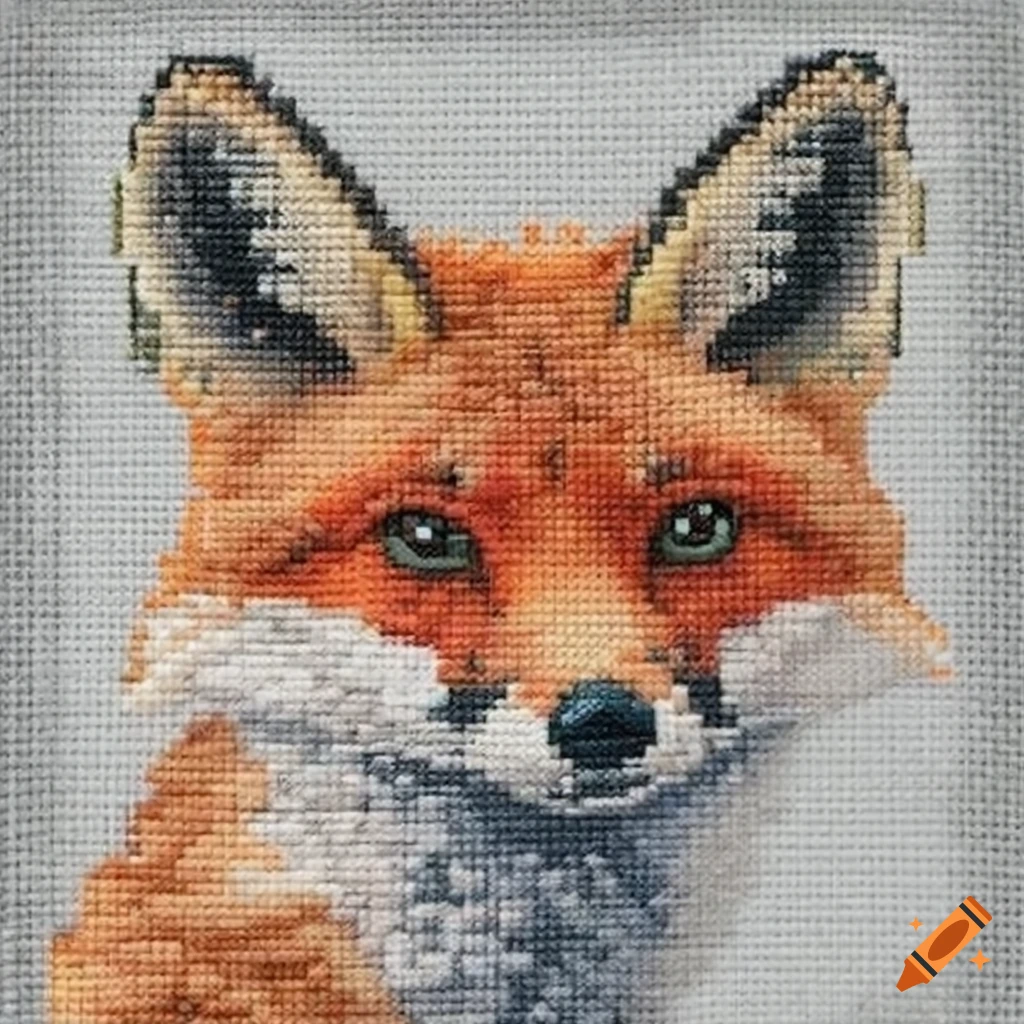 Cute fox cross stitch design on Craiyon