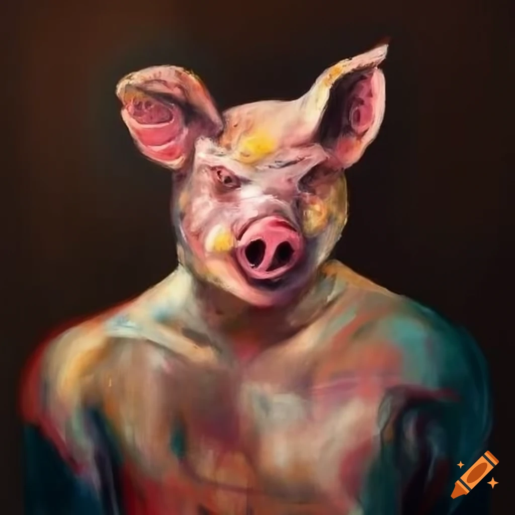 Portrait of a Pig-headed man in Francis Bacon's style on Craiyon