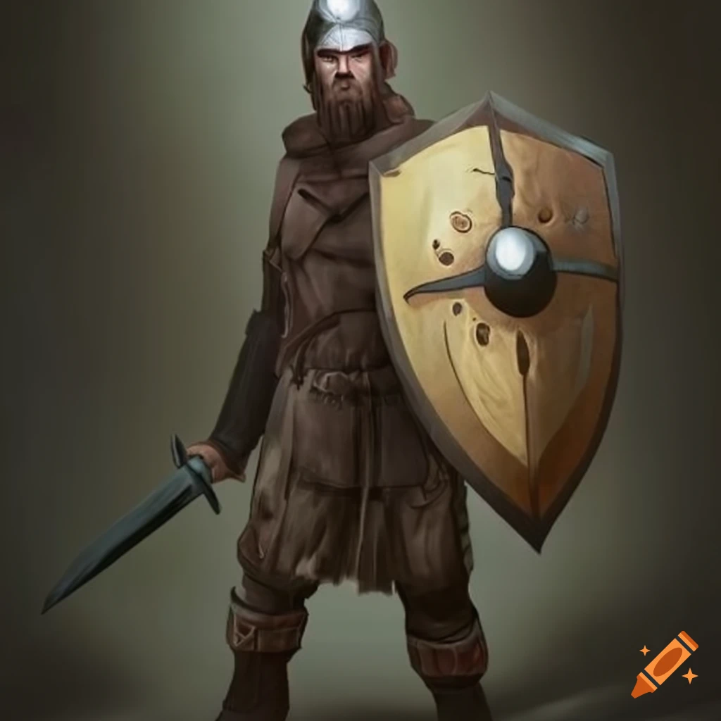 Man holding sword and shield on Craiyon