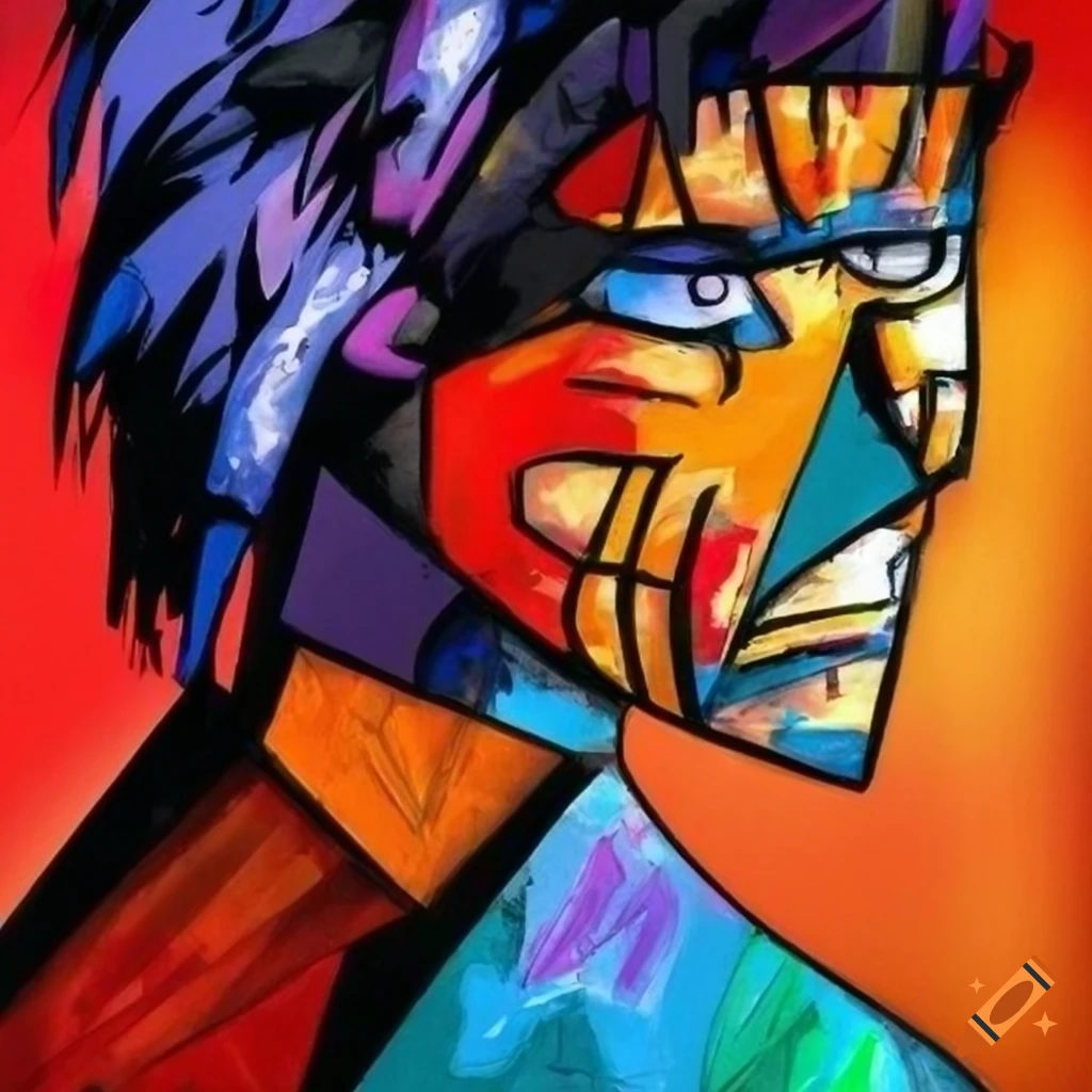 Samurai depicted in cubism abstract art style on Craiyon