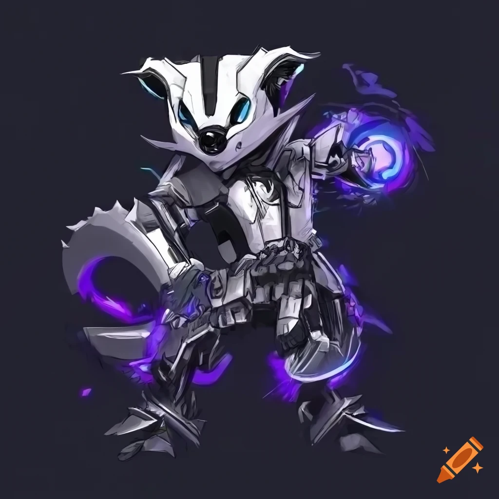 Futuristic cybernetic european badger in fantastical anime style on Craiyon