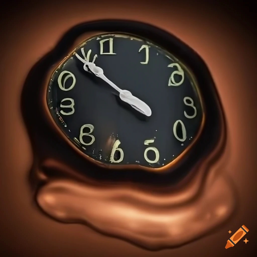 Melting clock in a desert landscape with detailed artwork on Craiyon