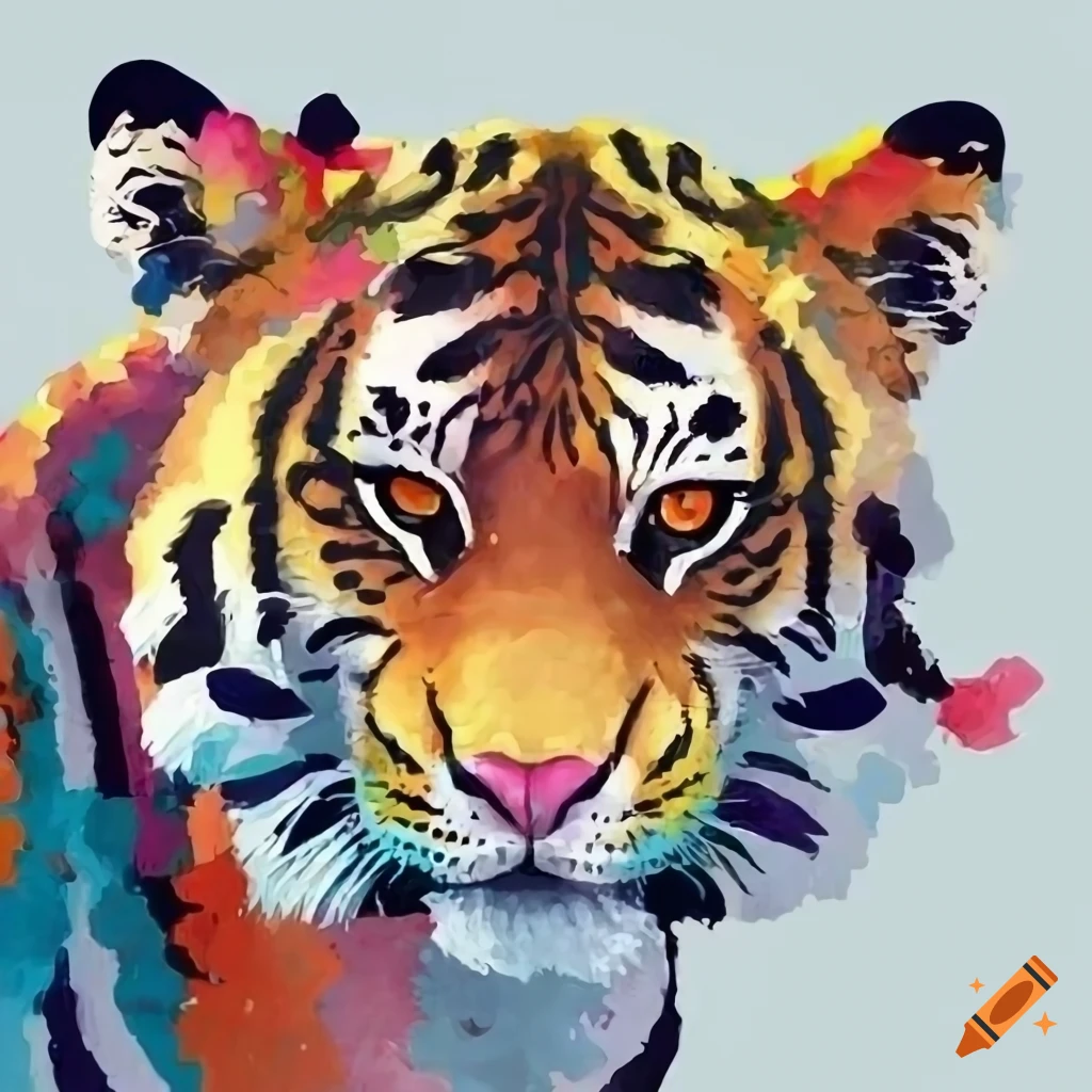 Tiger retro art on Craiyon