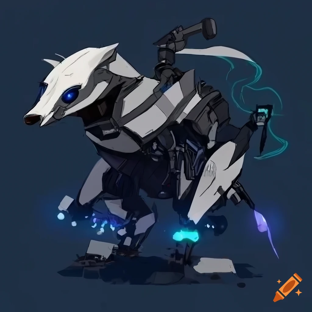 Fantastical cyberpunk robotic European Badger in Anime style on Craiyon