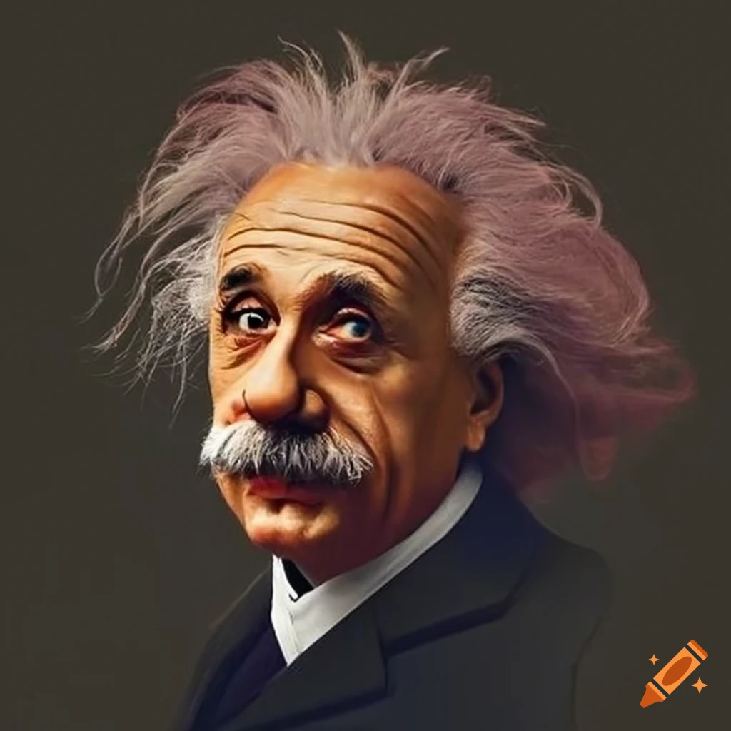 Einstein with wild hair in a creative moment on Craiyon