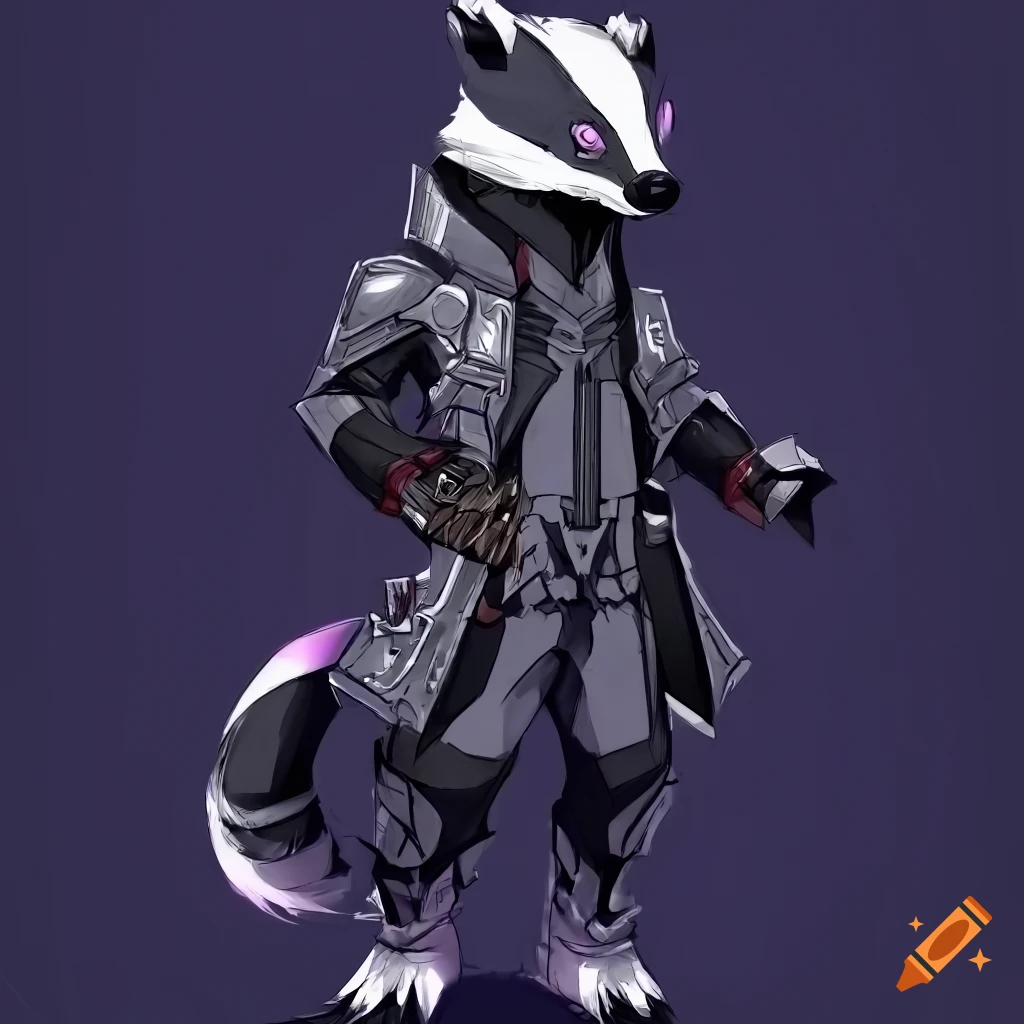 Futuristic European Badger in cyberpunk-style longcoat with Anime and ...