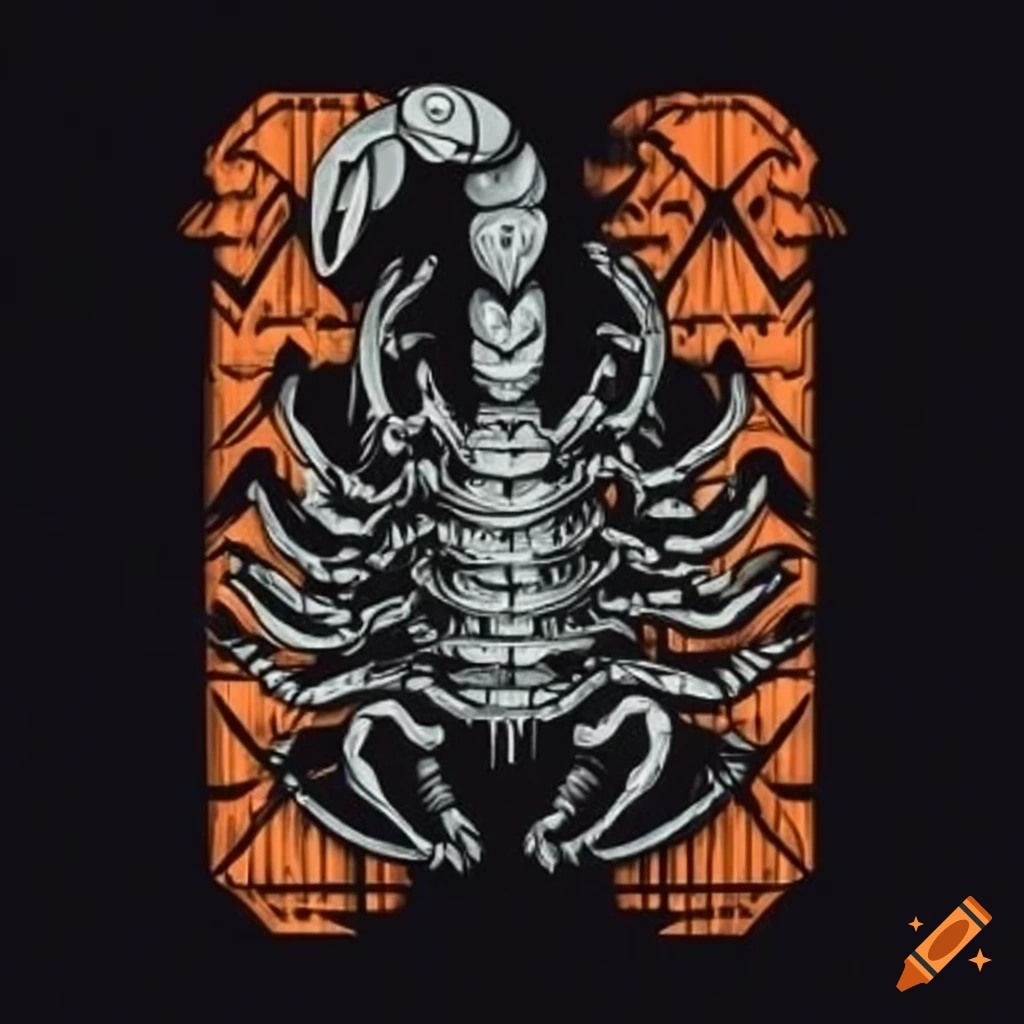 Retro ink art of a scorpion in the art deco style on Craiyon