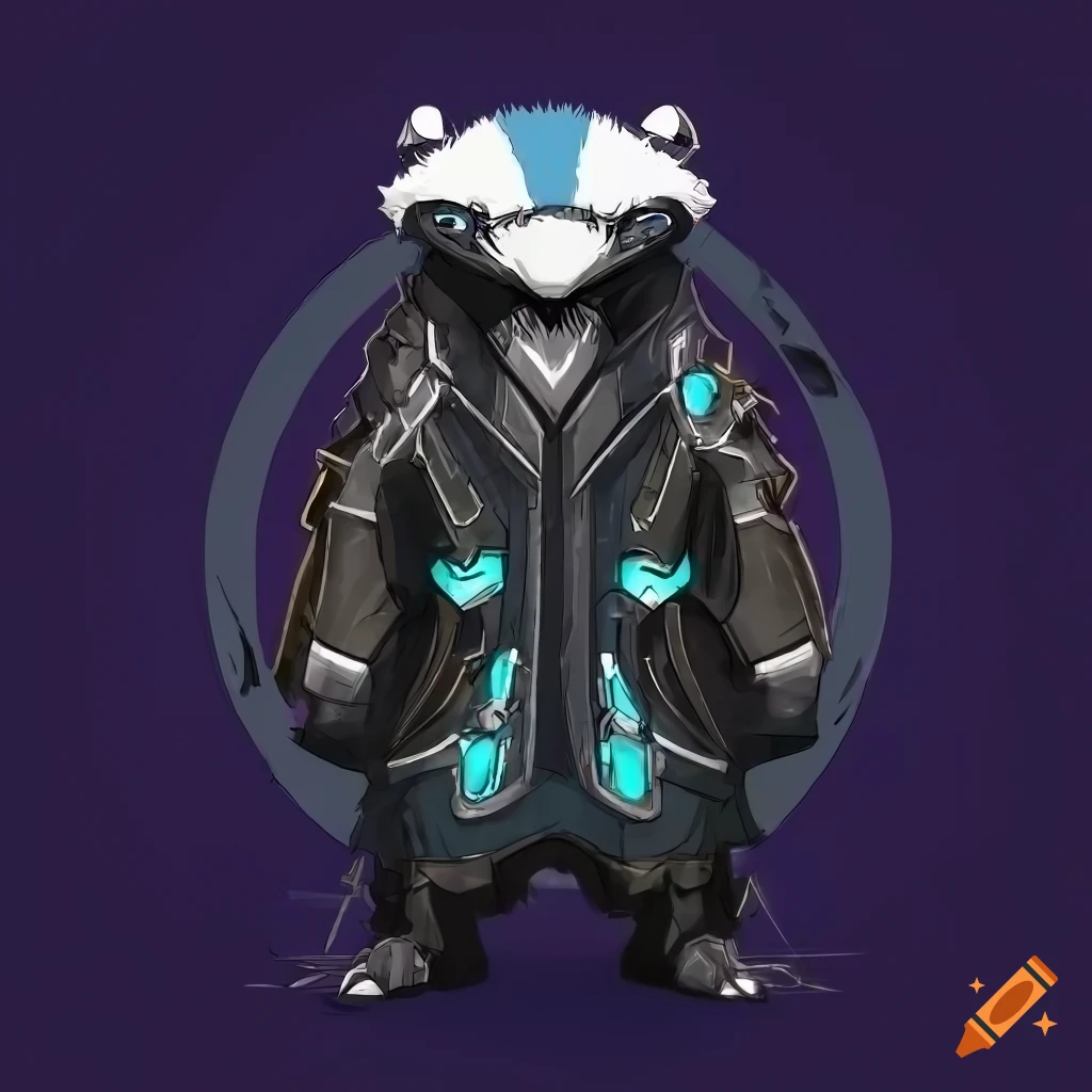 Futuristic european badger with cyberpunk-style longcoat in anime and ...